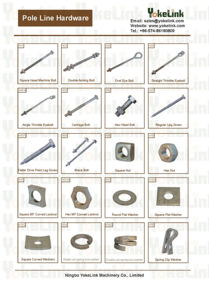 High tensile HDG ANSI C135.10 square machine bolt for Pole Line Hardware