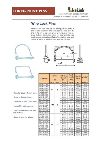 8 mm Zinc Plating Square Wire Lock Pins Shaft Locking Pin for Three ...